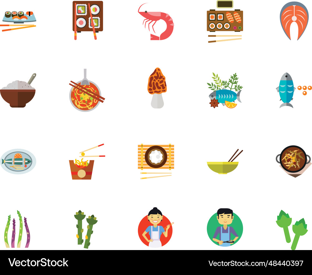 Asian food icon set Royalty Free Vector Image - VectorStock