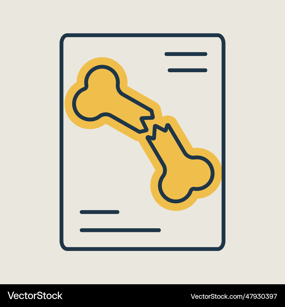Bone fracture x-ray scan icon Royalty Free Vector Image