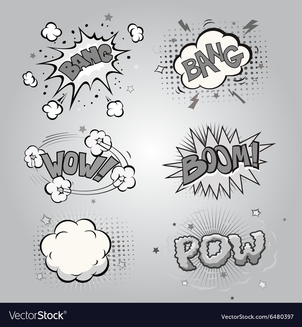 Boom comic book explosion set Royalty Free Vector Image