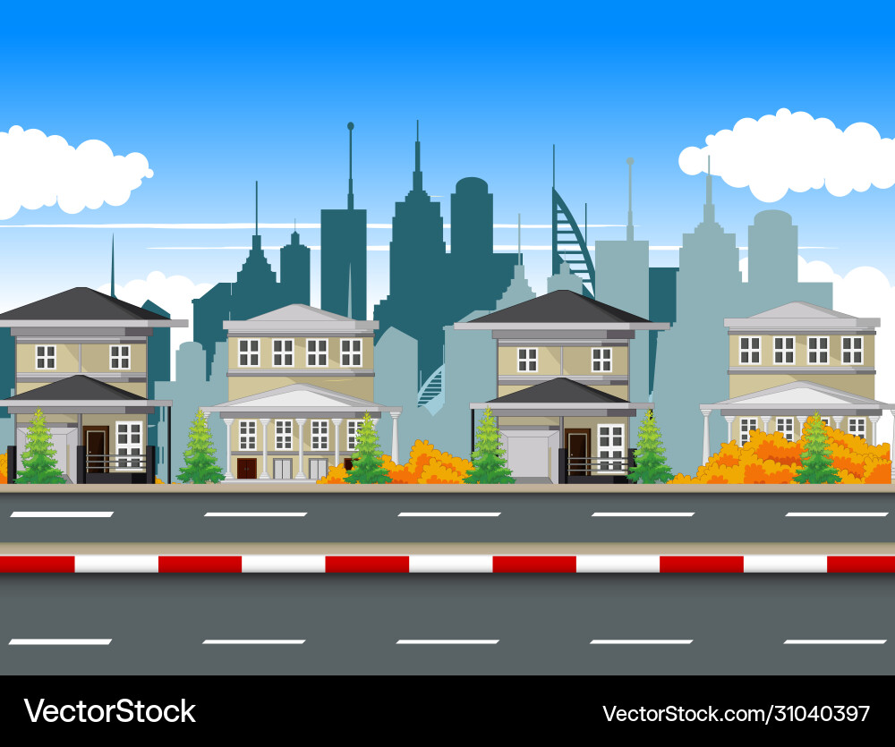 Cityscape town cartoon Royalty Free Vector Image
