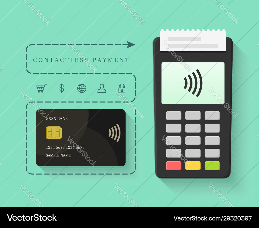Contactless payment concept with related icons Vector Image