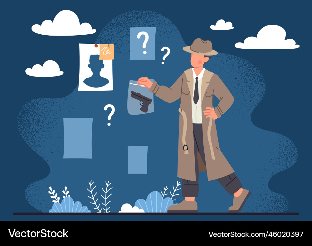 Detective crime investigation Royalty Free Vector Image