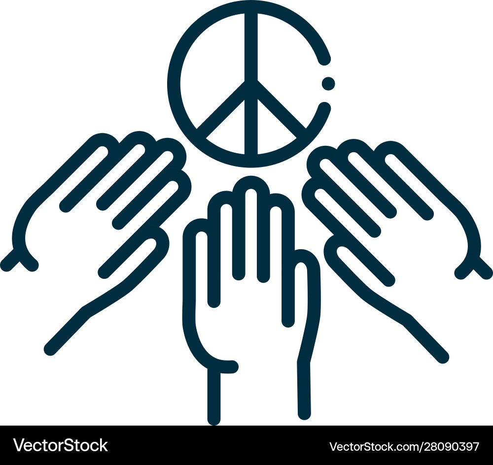 Hands community peace and human rights line Vector Image