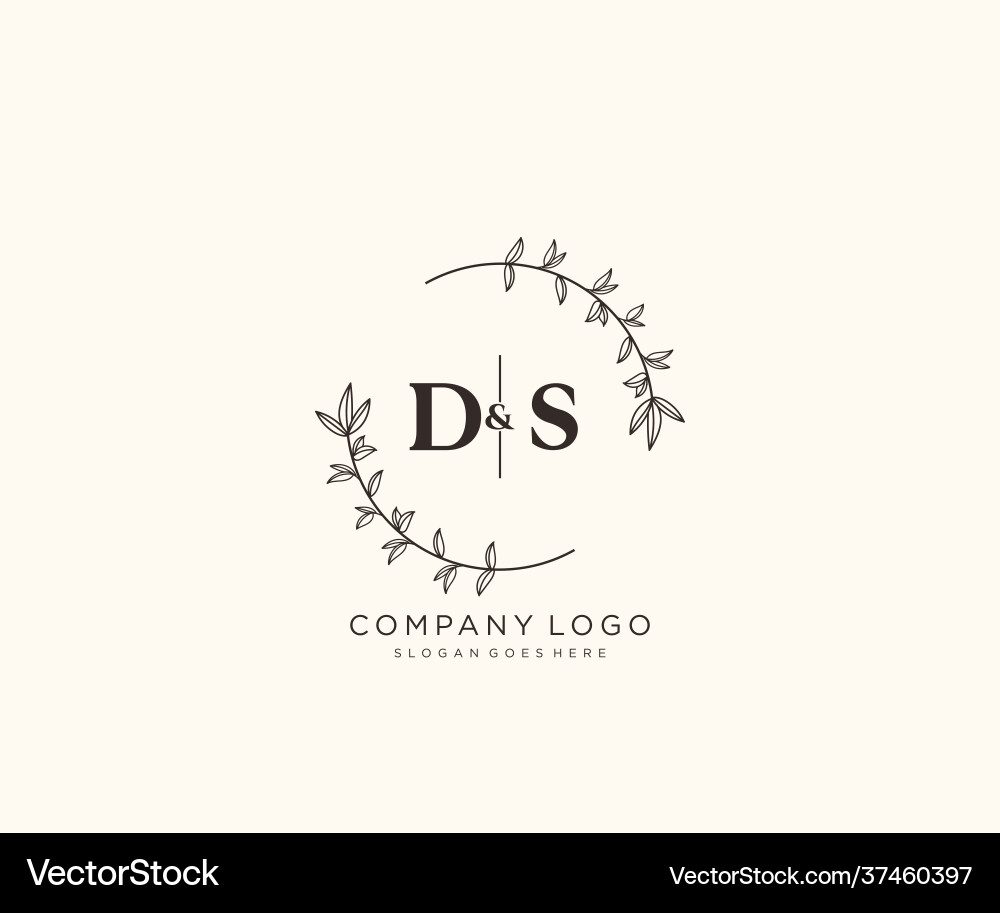 Initial ds letters beautiful floral feminine Vector Image