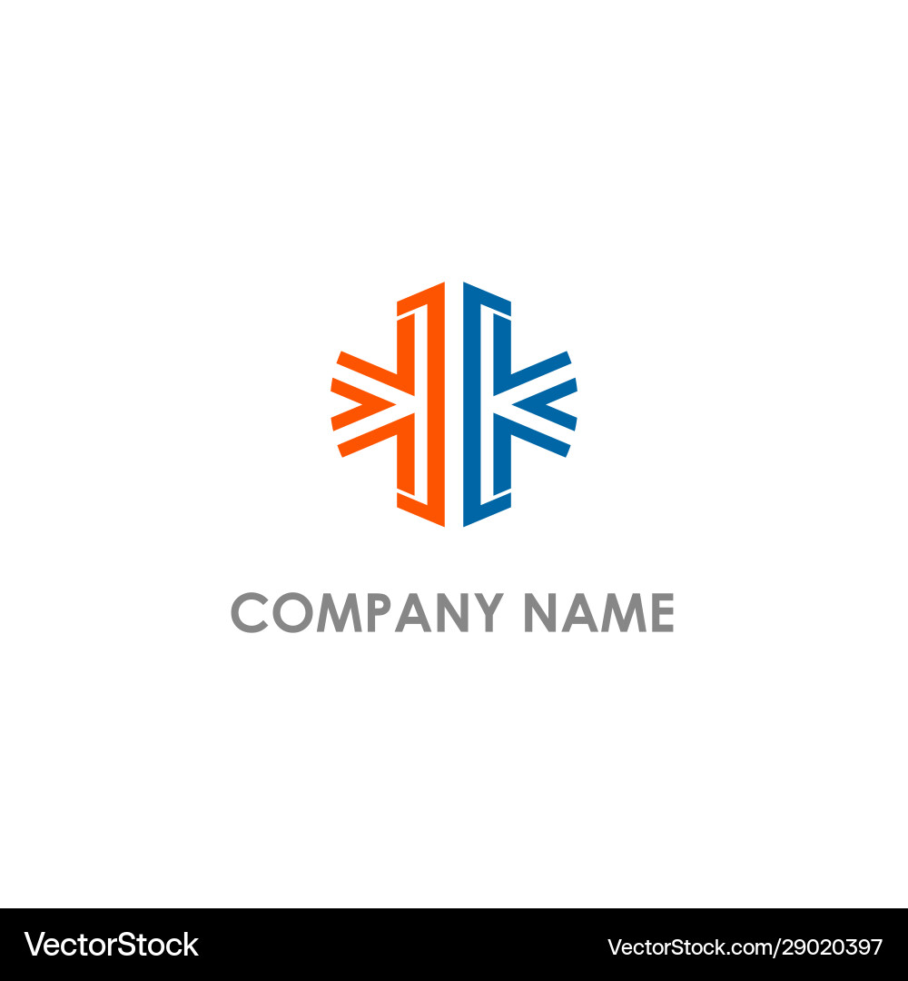 K initial double shape line logo Royalty Free Vector Image