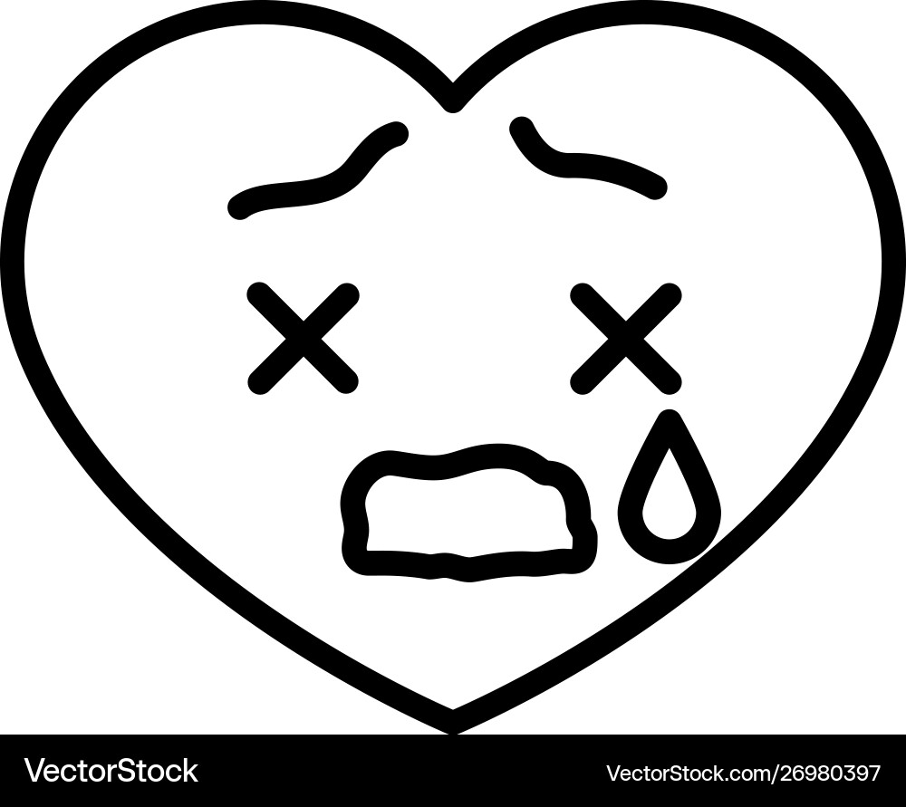 Line drawing heart emoticon icon Royalty Free Vector Image