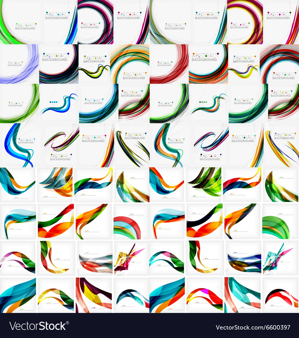 Mega collection wave abstract backgrounds Vector Image