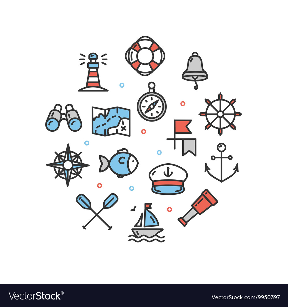 Nautical sea round design template thin line icon Vector Image
