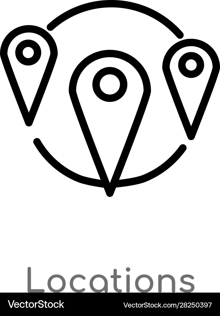 Outline locations icon isolated black simple line Vector Image