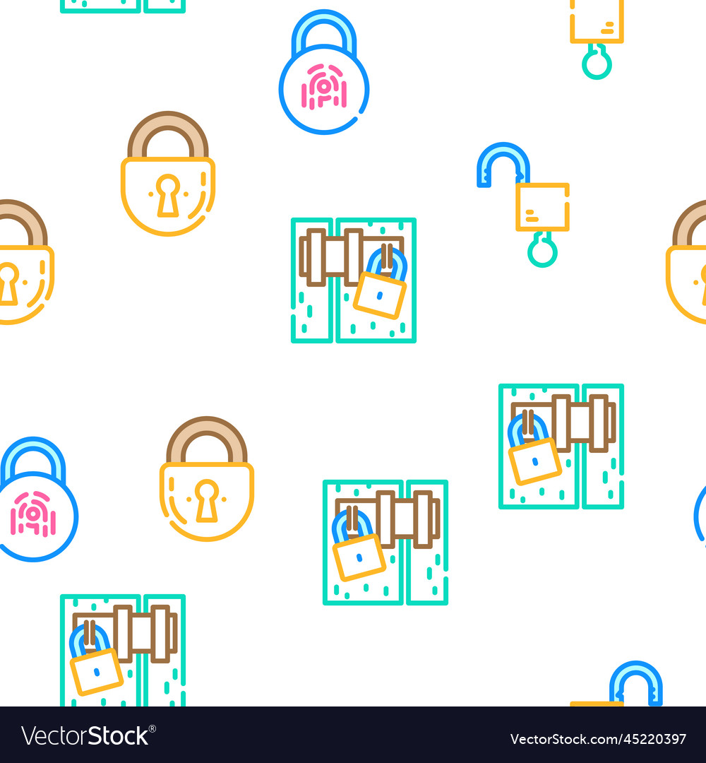 Padlock Lock Safe Password Seamless Pattern Vector Image