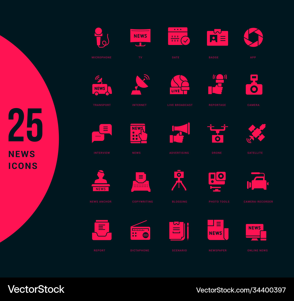Set simple icons news Royalty Free Vector Image
