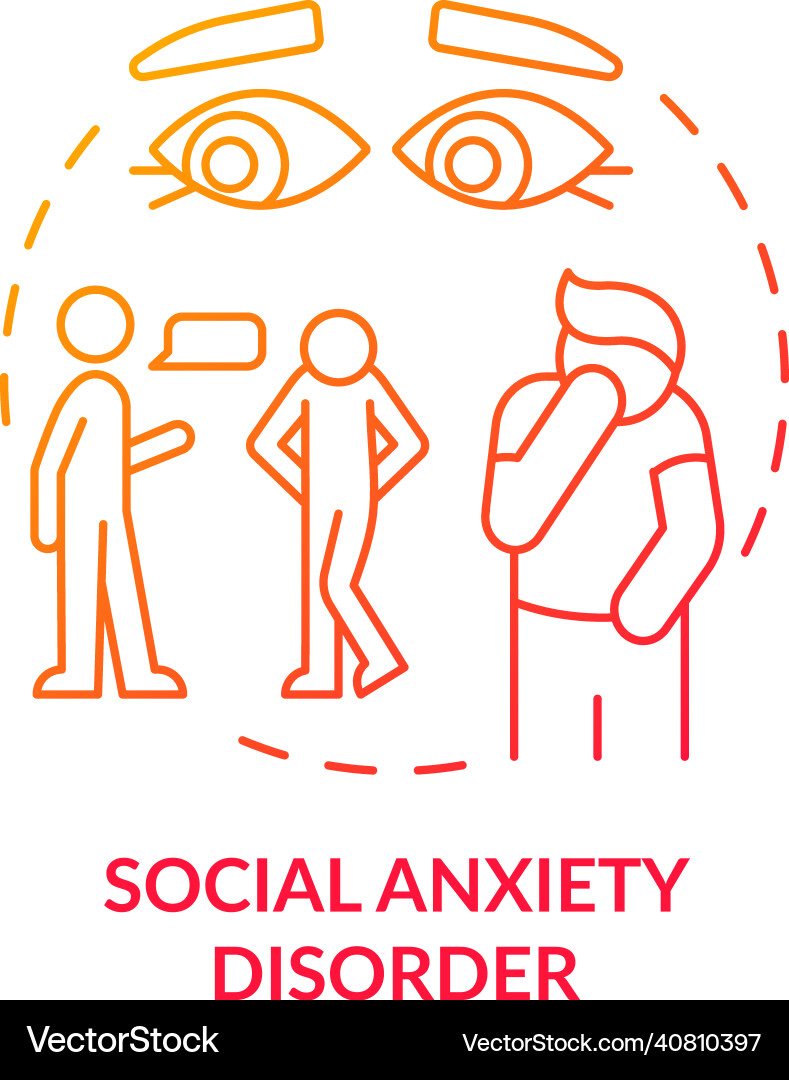 Social anxiety disorder red gradient concept icon Vector Image