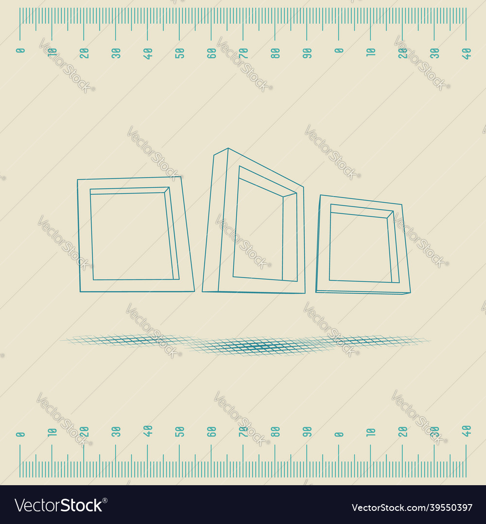 Three rectangular 3d frames blueprint Royalty Free Vector