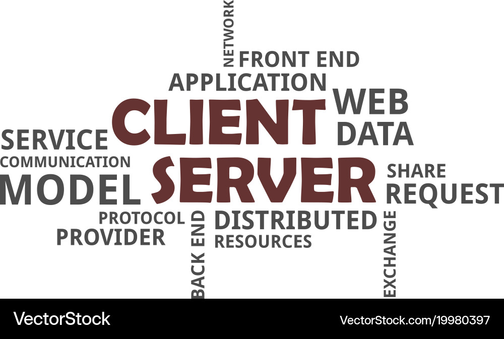 Word cloud - client server model Royalty Free Vector Image