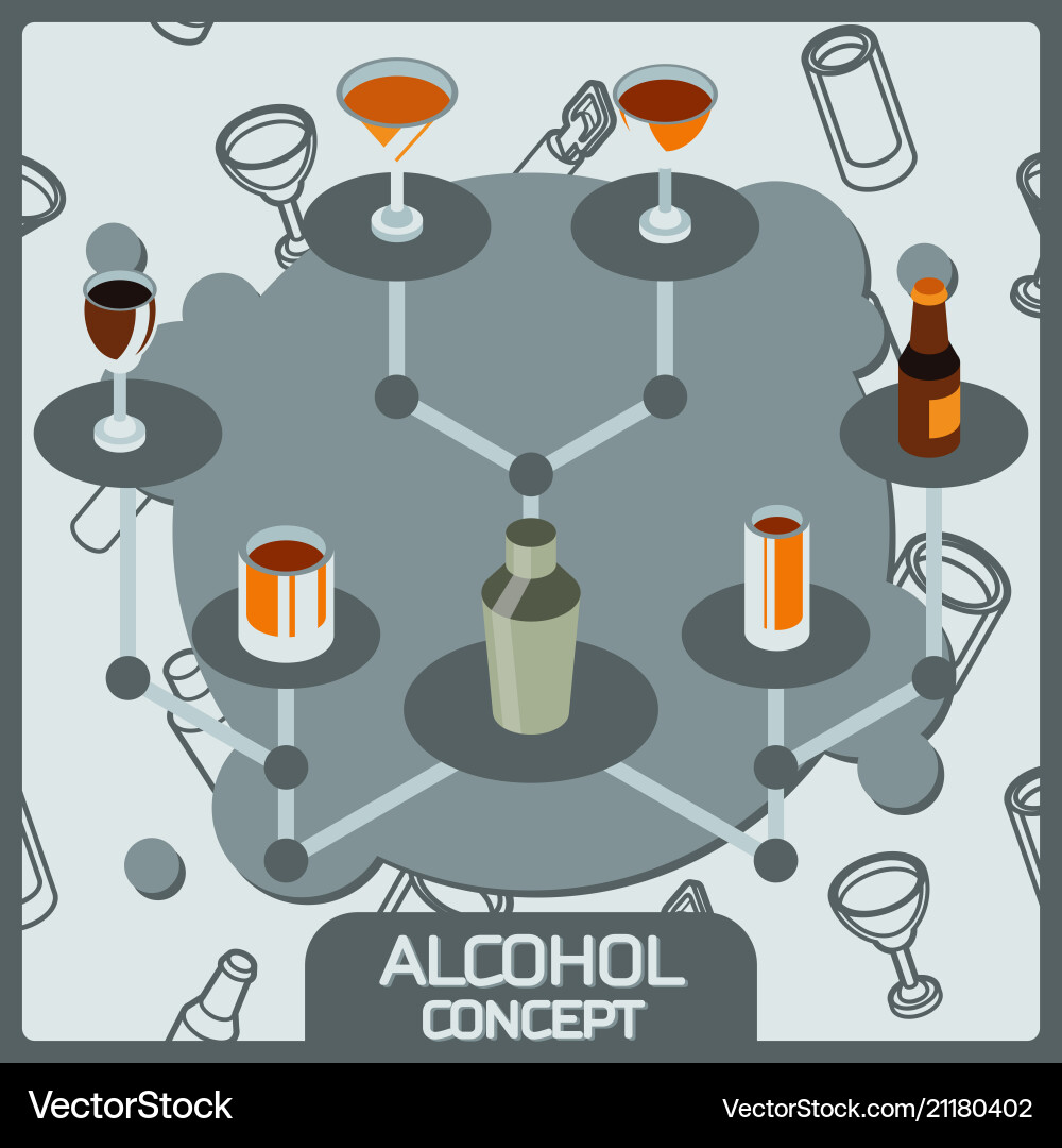 Alcohol color concept isometric icons Royalty Free Vector