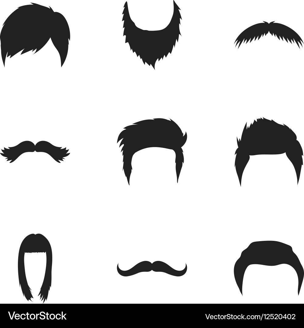 Beard set icons in black style big collection Vector Image