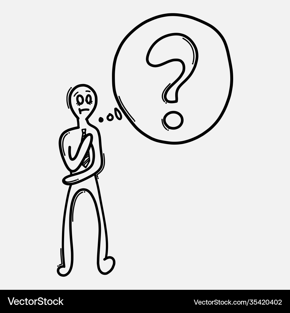 Businessman thinking doodle icon drawing sketch Vector Image