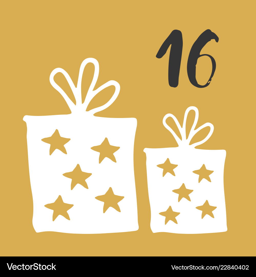 Christmas advent calendar hand drawn elements Vector Image