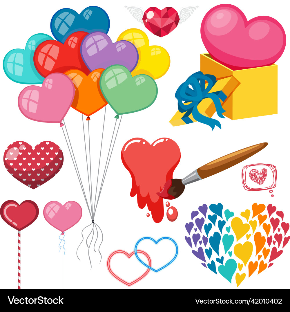 Collection of valentine objects and symbols Vector Image
