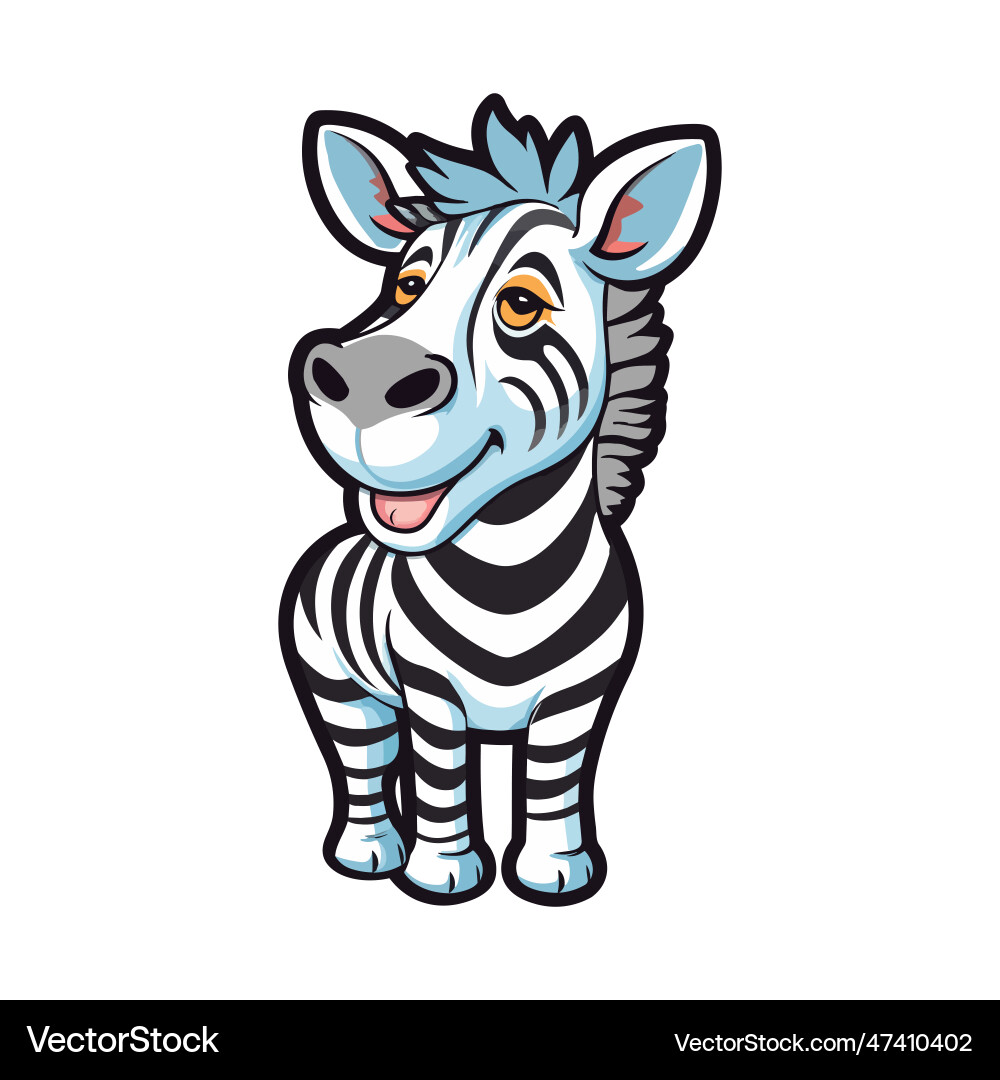 Cute baby zebra posing isolated on white Vector Image
