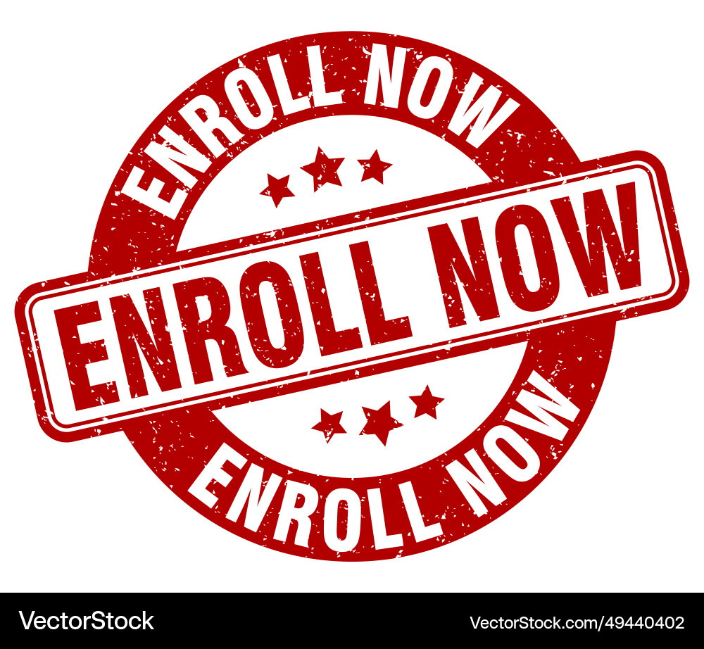 Enroll now stamp label round grunge Royalty Free Vector