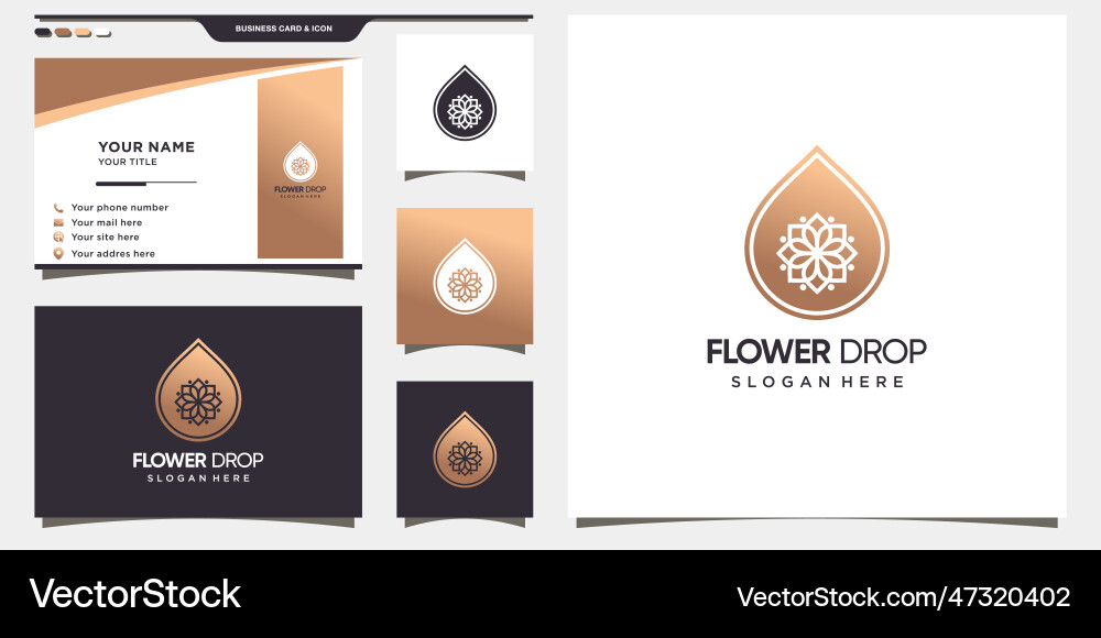 Flower drop logo with creative concept Royalty Free Vector