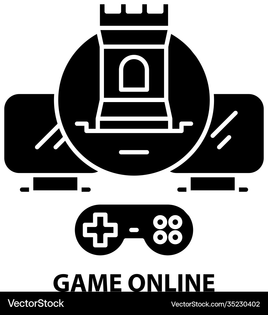 Game online icon black sign with editable Vector Image