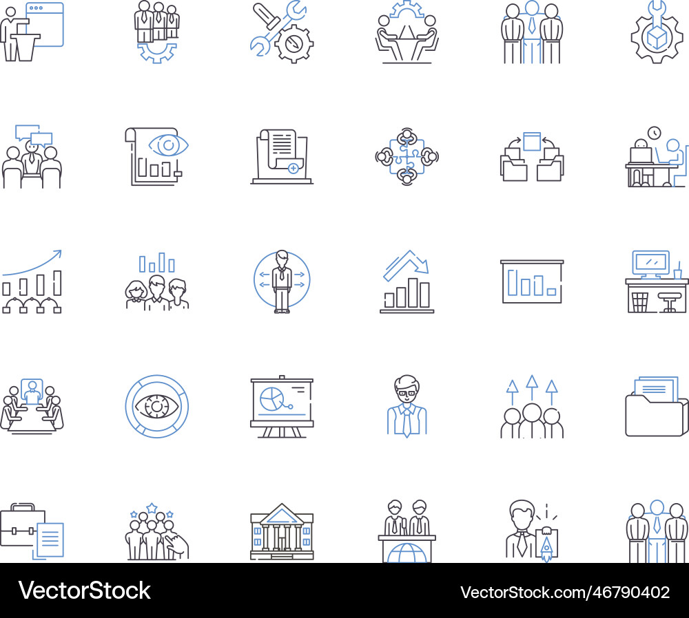 Group associates line icons collection cohesion Vector Image