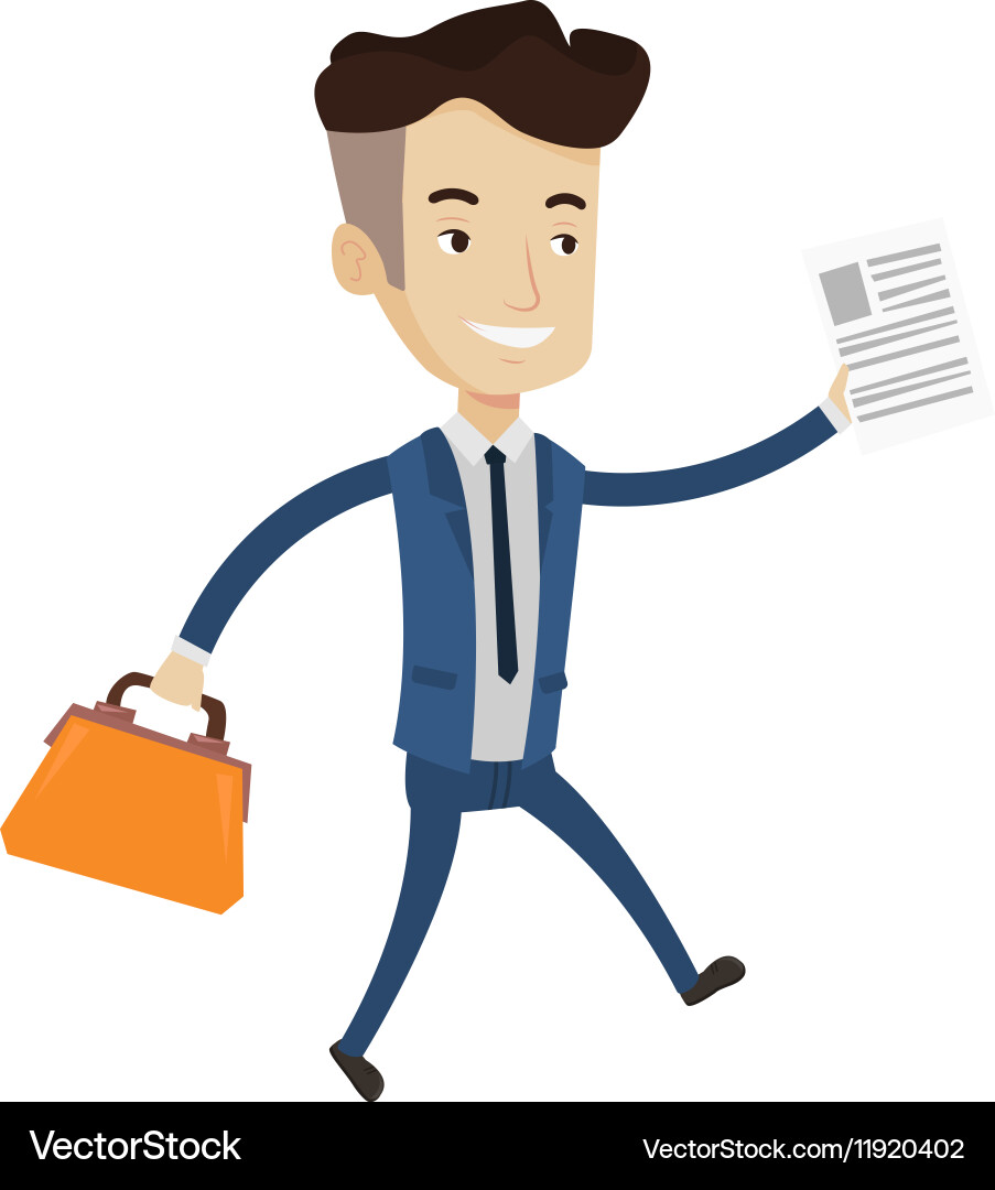 Happy businessman running Royalty Free Vector Image