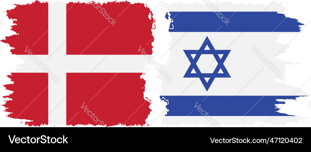 Israel and denmark grunge flags connection Vector Image