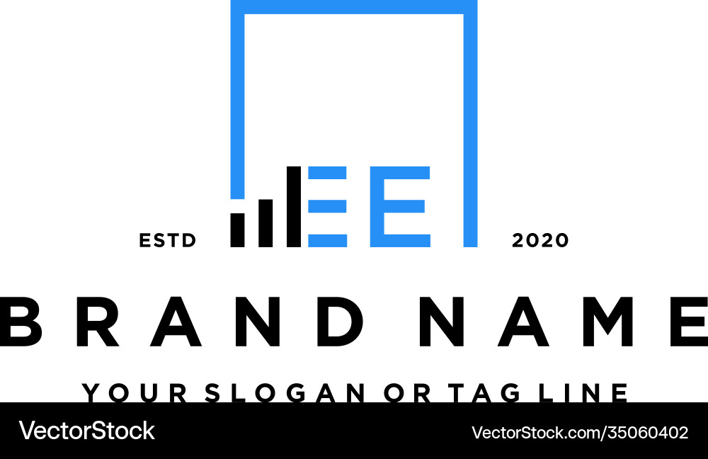 Letter ee square logo finance design Royalty Free Vector