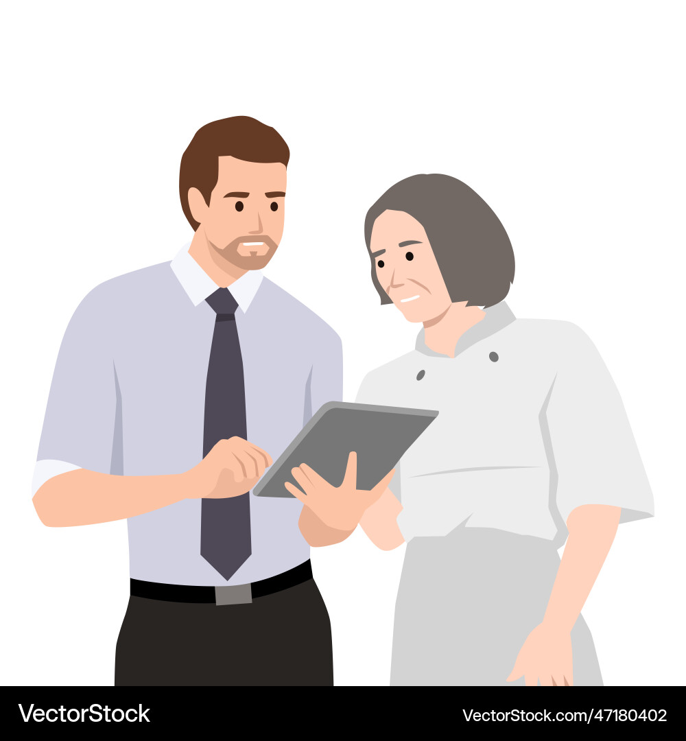 Man and woman discussing work young manager Vector Image