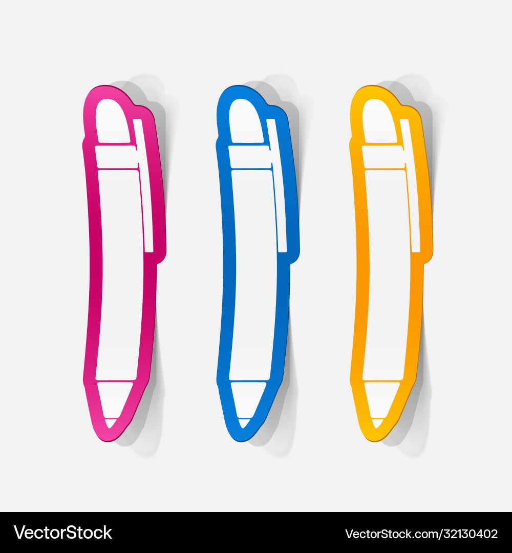 Paper sticker icons pen Royalty Free Vector Image