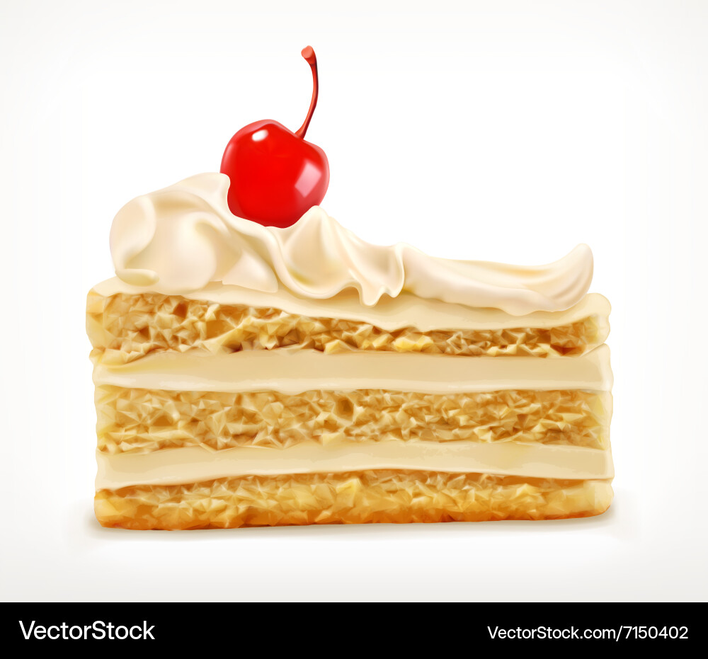 Piece of cake with cherry Royalty Free Vector Image
