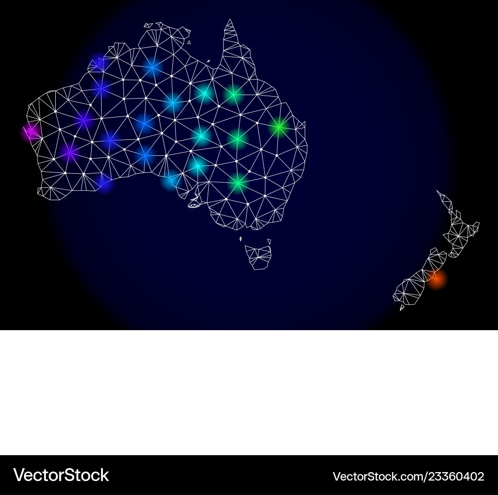 Polygonal wire frame mesh map of australia and new