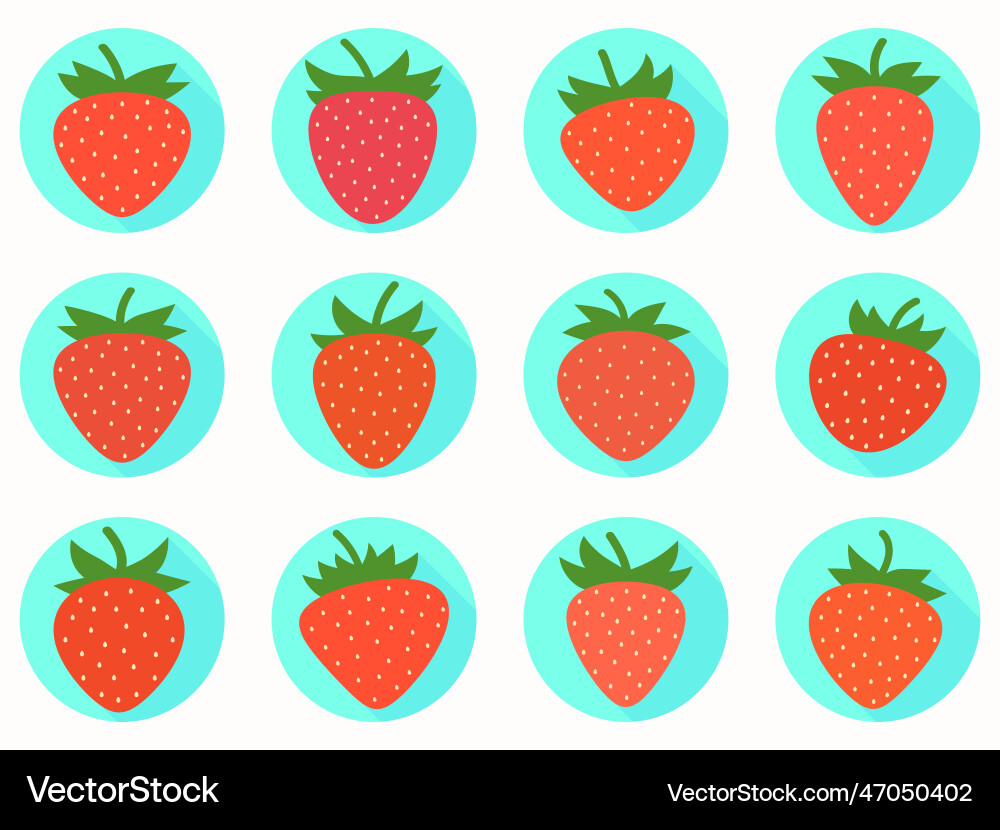 Strawberry icon set isolated on white background Vector Image