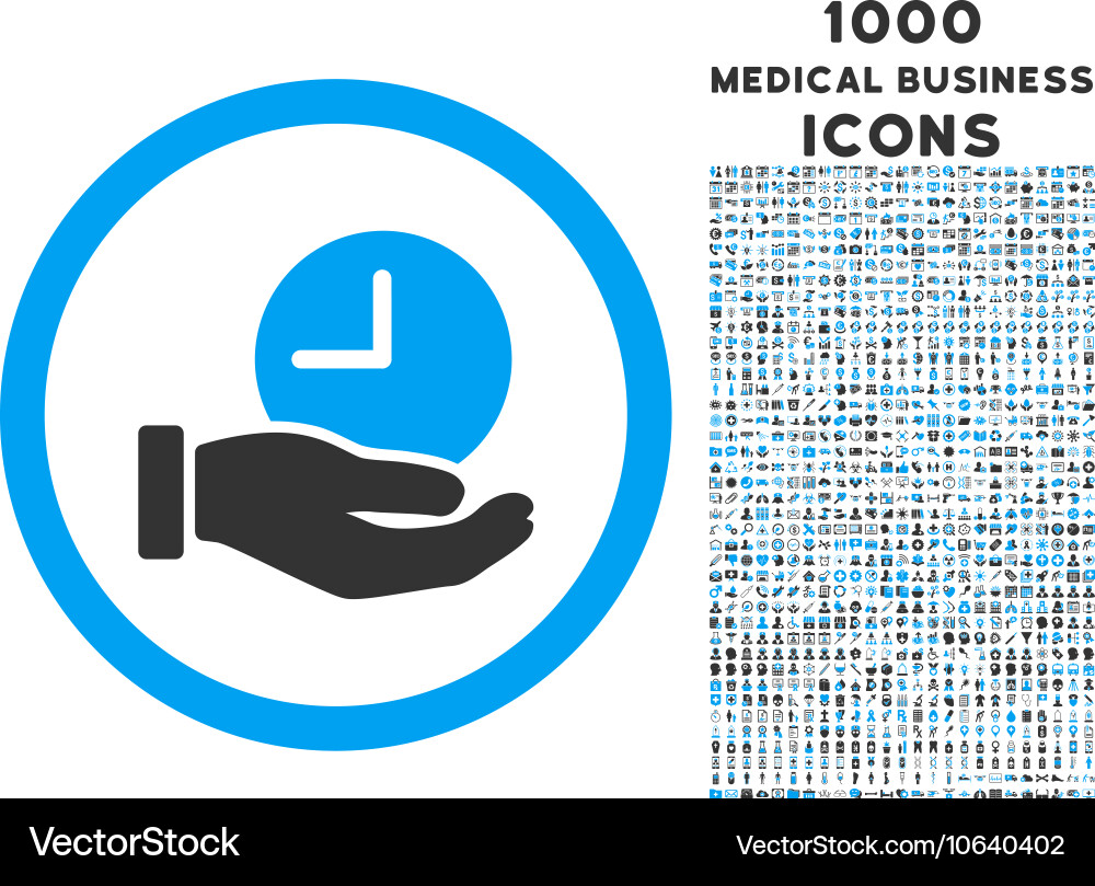 Time service rounded icon with 1000 bonus icons Vector Image