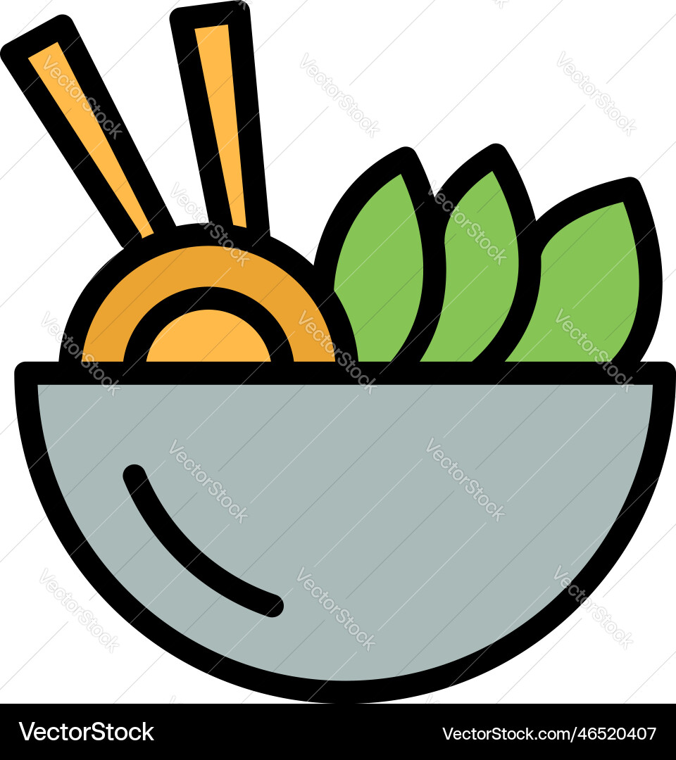 Asian food bowl icon flat Royalty Free Vector Image