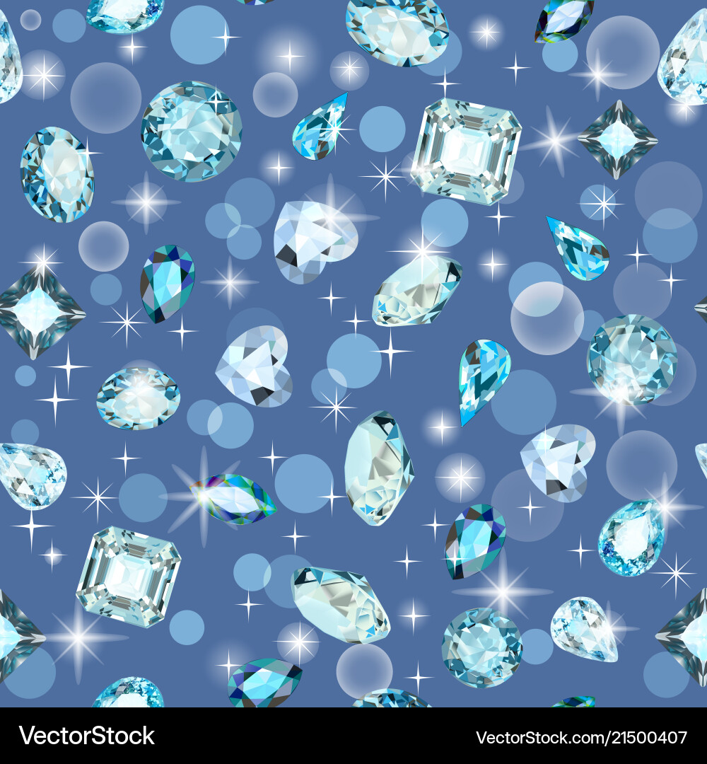 Background seamless shiny gems of different cuts Vector Image