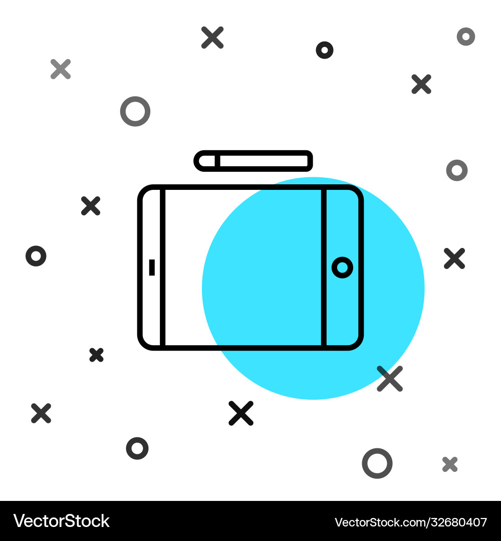Black line graphic tablet icon isolated on white Vector Image