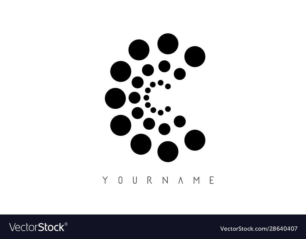 C black dotted letter logo Royalty Free Vector Image