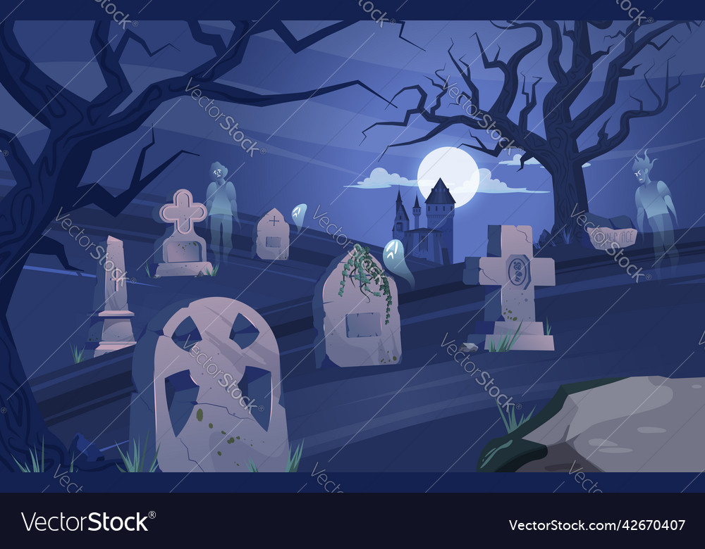 Cemetery gravestone halloween composition Vector Image
