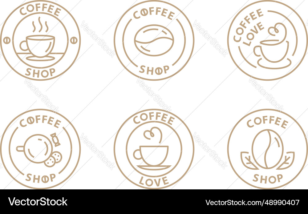 Coffee logo set template for cafe in modern line Vector Image