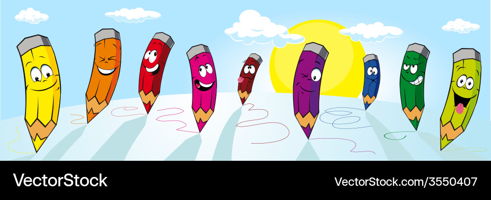 Colorful crayons drawing on white paper Royalty Free Vector
