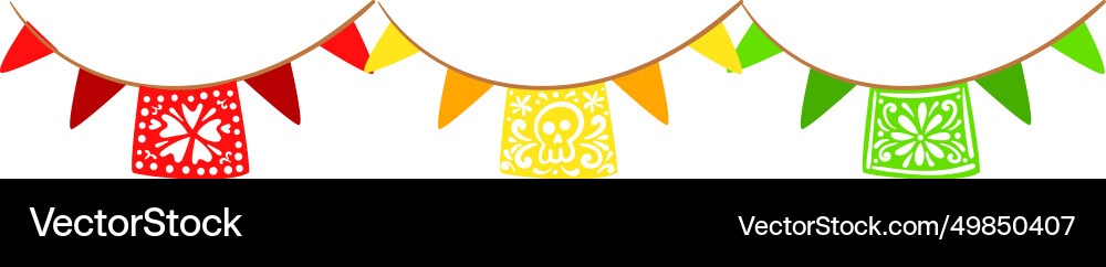 Colorful fiesta bunting with intricate patterns Vector Image