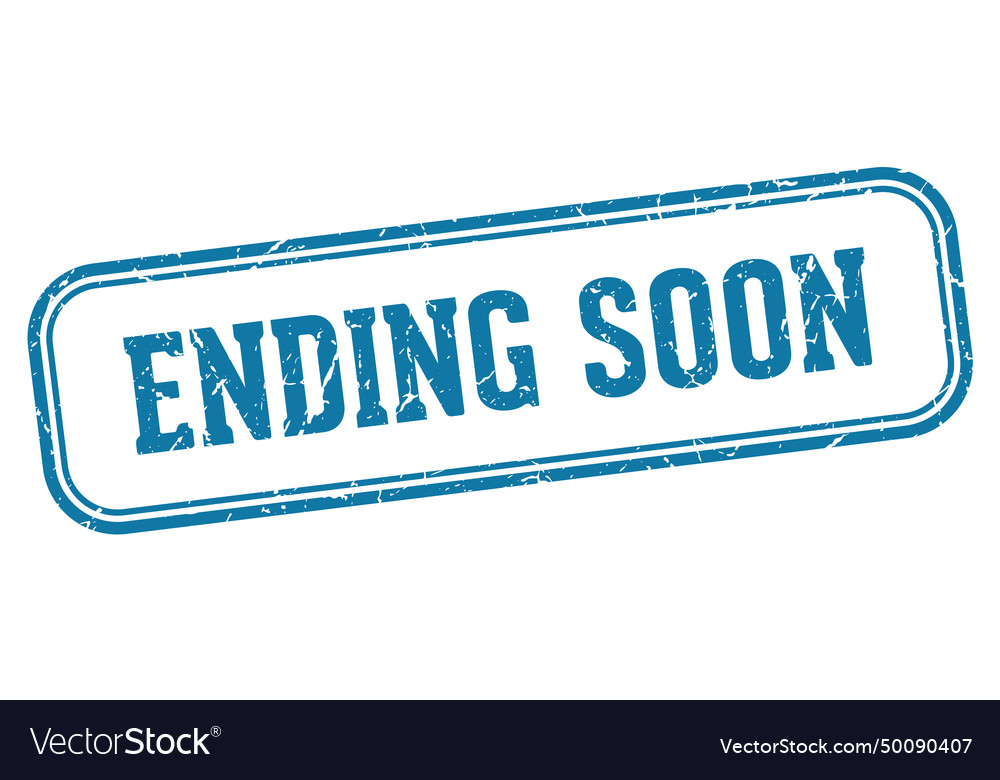 Ending soon stamp rectangular Royalty Free Vector Image
