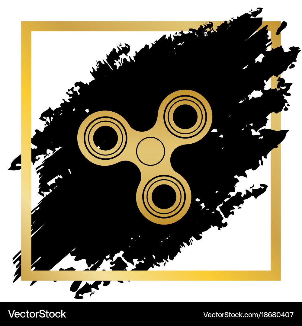 Fidget spinner sign golden icon at black Vector Image