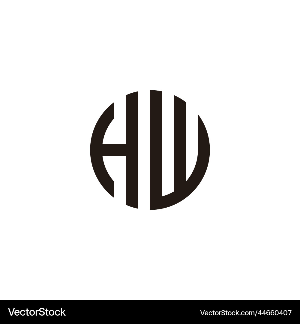 Letter hw circle stripe geometric symbol simple Vector Image
