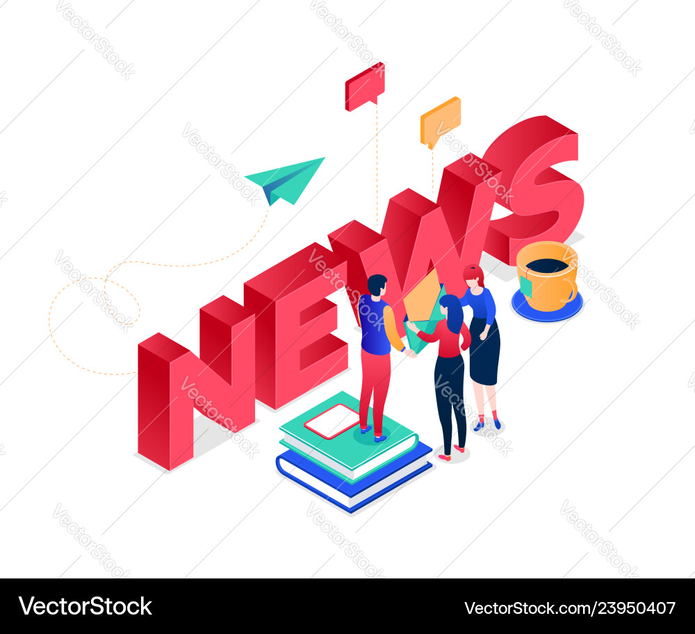 News concept - modern colorful isometric Vector Image