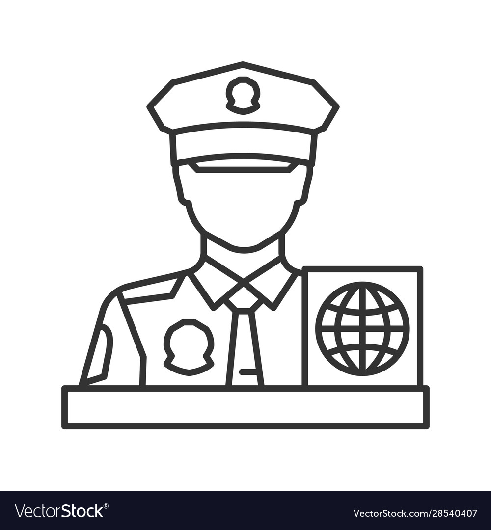 Passport control officer linear icon Royalty Free Vector